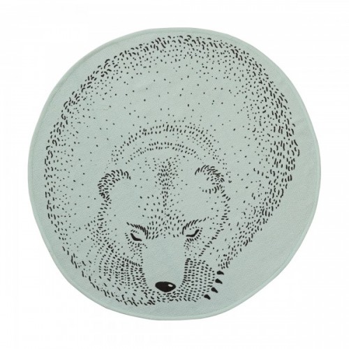 Bloomingville Mini Sleeping Bear Round Rug Mint - Leo & Bella