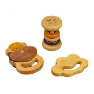 Soopsori Wooden Monkey Rattle and Teether Set - Leo & Bella