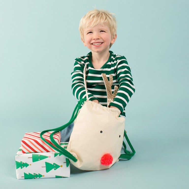 Meri Meri Backpack Reindeer with Gold Glitter Antlers - Leo & Bella