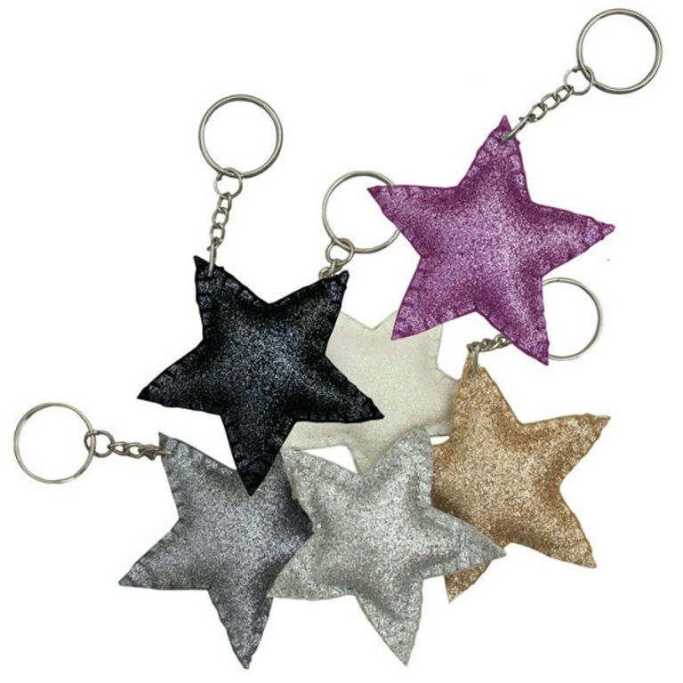 Numero 74 Glitter Star Keychain Silver - Leo & Bella
