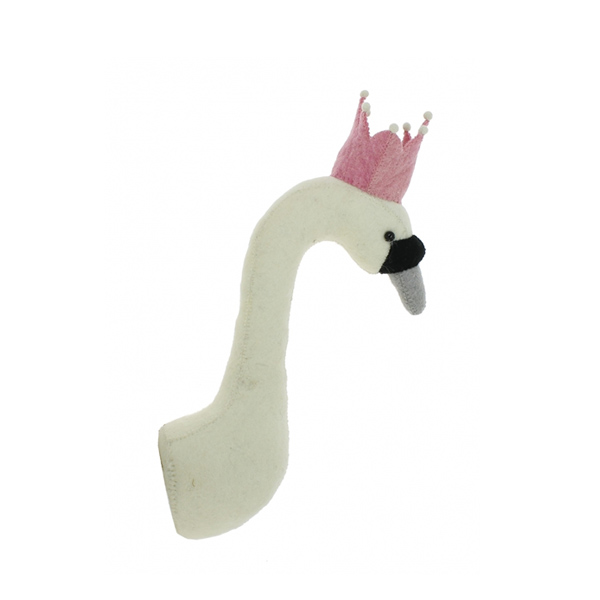 Fiona Walker Felt Animal Head Mini Swan with Crown - Leo & Bella