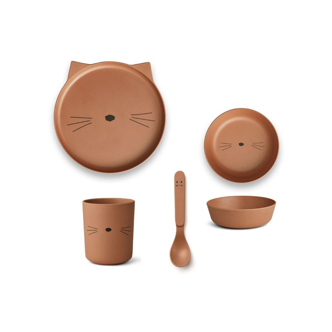 Liewood Bamboo Box Dinner Set Cat Terracotta - Leo & Bella