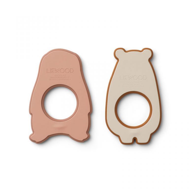 Liewood Gili Teether Penguin / Bear Dark Rose Multi Mix 2PK - Leo & Bella
