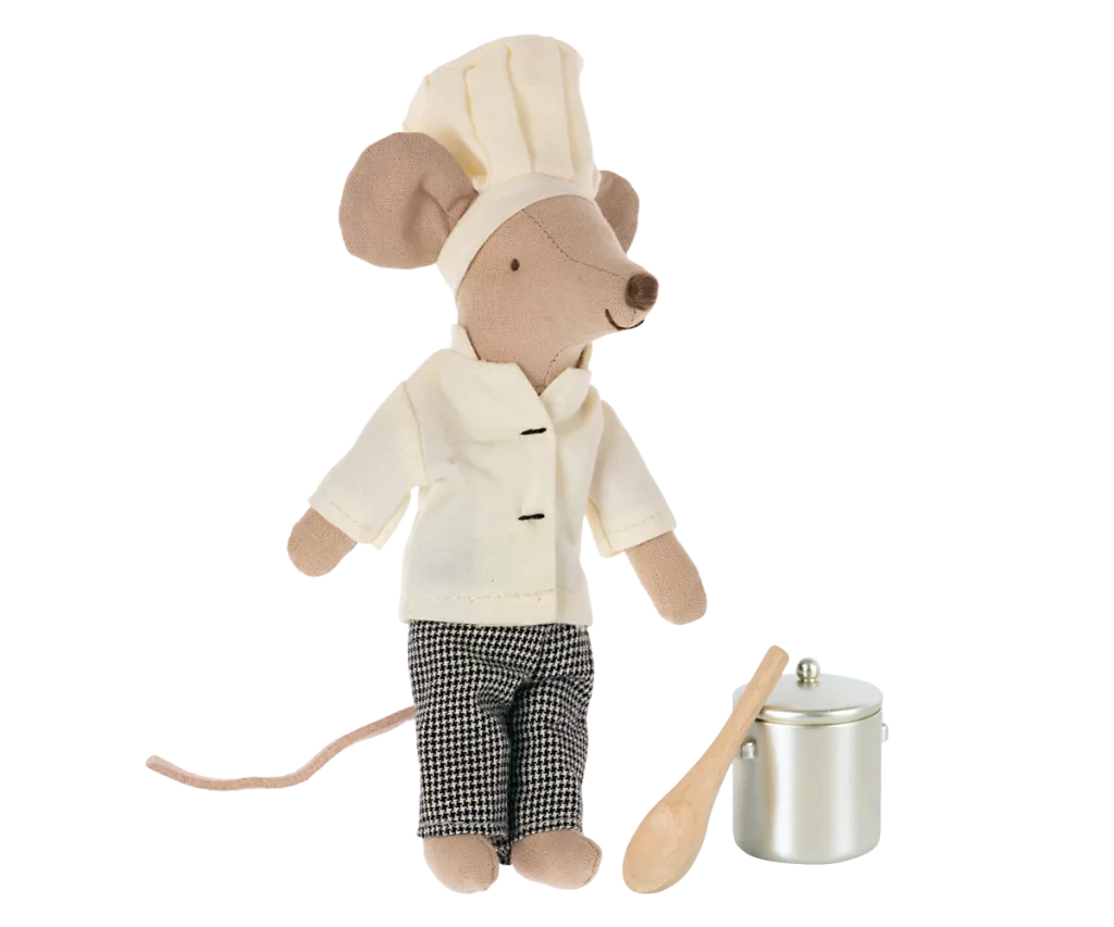 Maileg Mouse Chef With Pot & Spoon - Leo & Bella