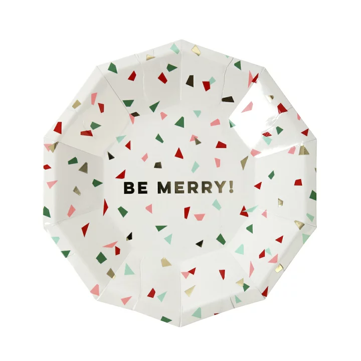 Meri Meri Plates Christmas Festive Be Merry Small 8PK - Leo & Bella