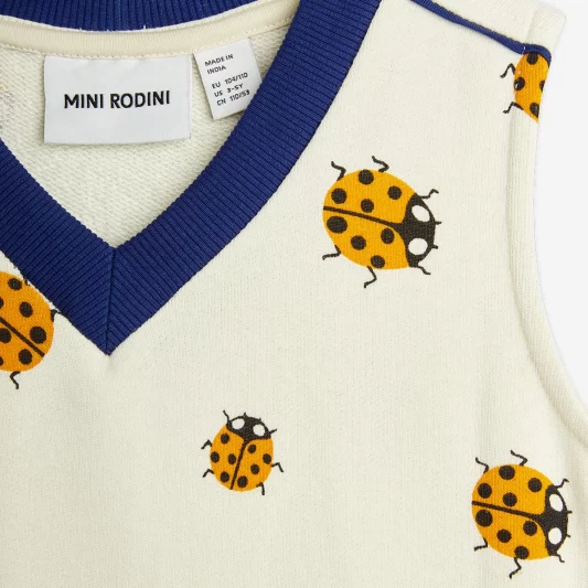 Mini Rodini SS25 Ladybugs AOP Sweatdress - Off-white - 3 - 5 YEARS (104 ...